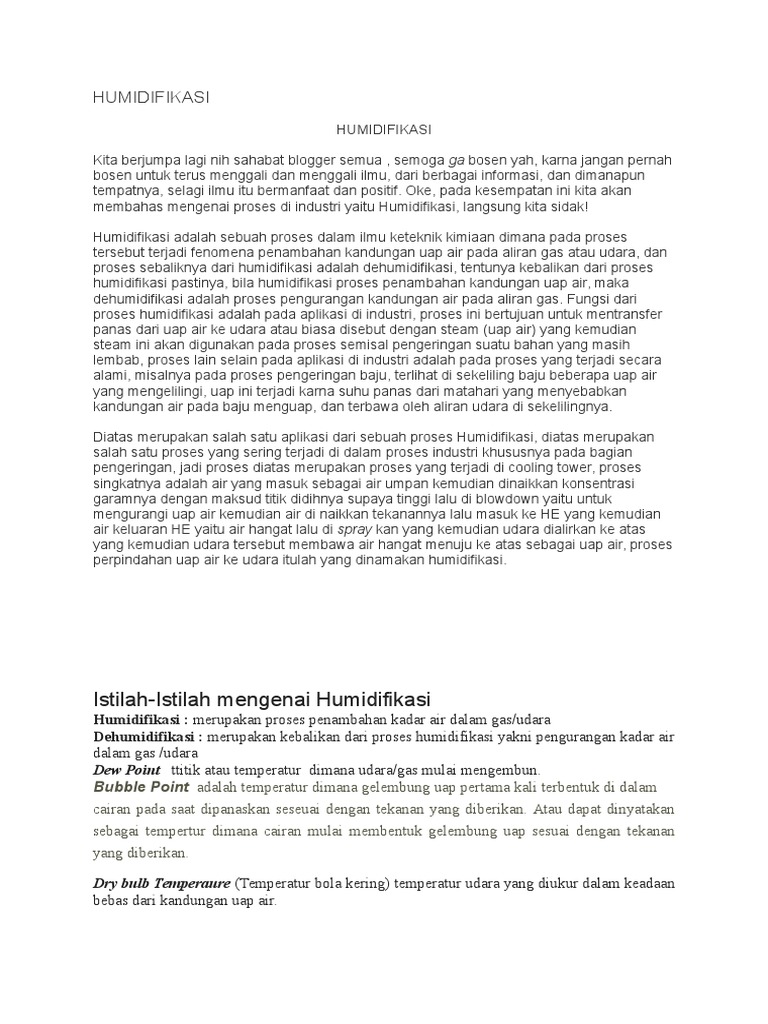 Proses Humidifikasi dan Istilah-Istilahnya | PDF