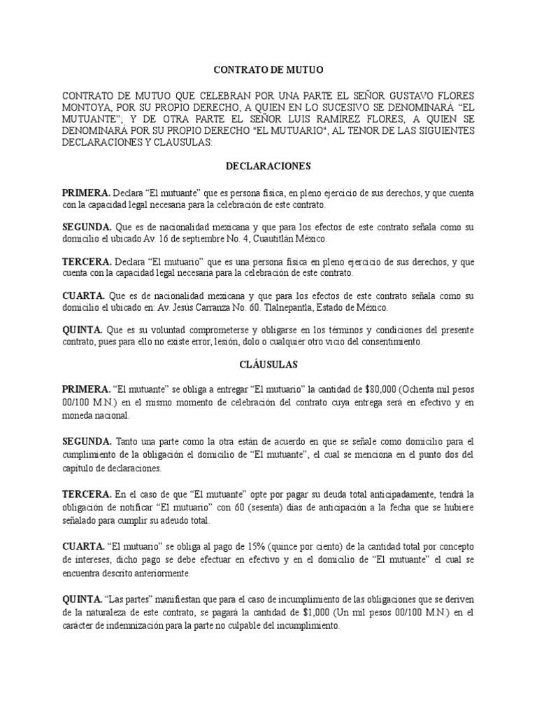 Contrato de Mutuo | PDF | Gobierno