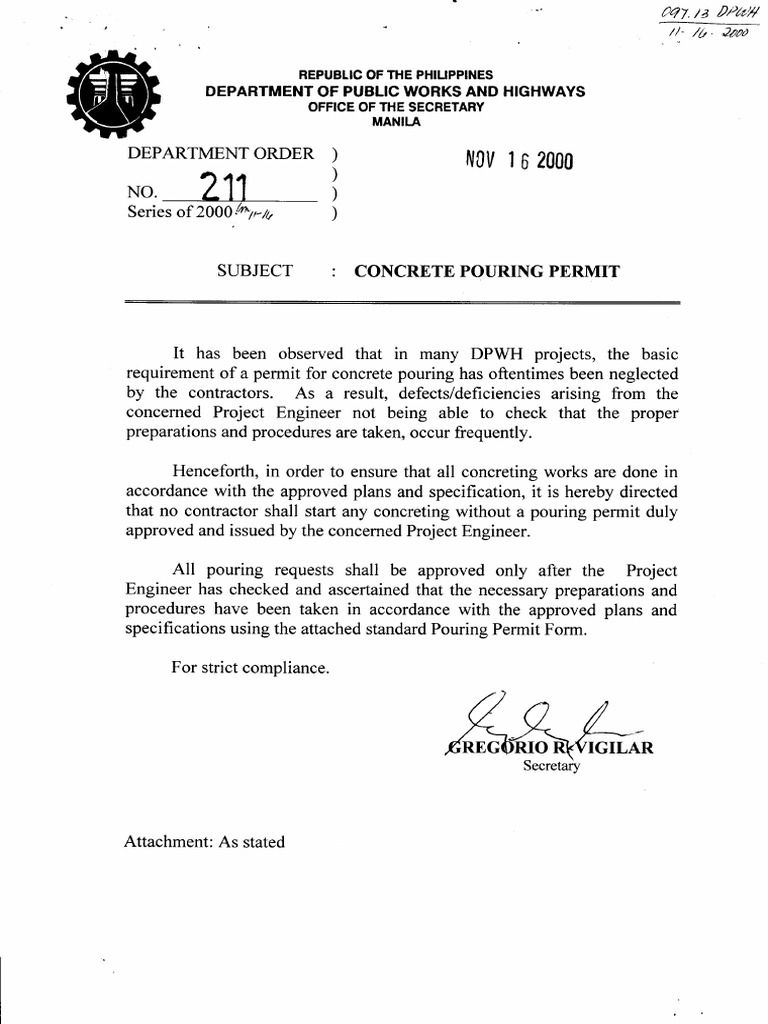 Concrete Pouring Permit | PDF