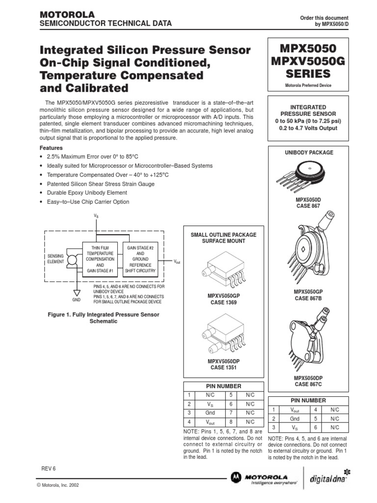 MPX5050/MPX4250 Pinout and Specs | PDF | Electronic Engineering ...