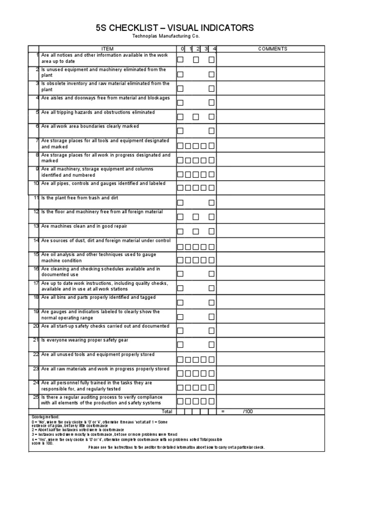 5S Checklist | Employment | Industries | Free 30-day Trial | Scribd