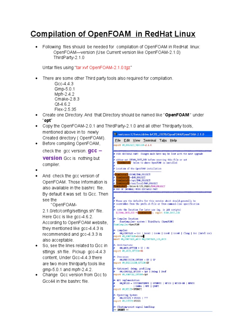 Compilation of Openfoam in Redhat Linux: Tar XVF Openfoam-2.1.0.Tgz | PDF | Computer File ...