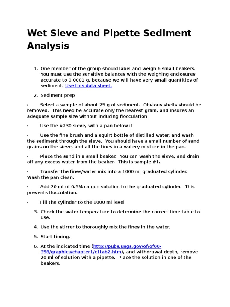 Wet Sieve and Pipette Sediment Analysis | PDF | Chemistry | Physical ...