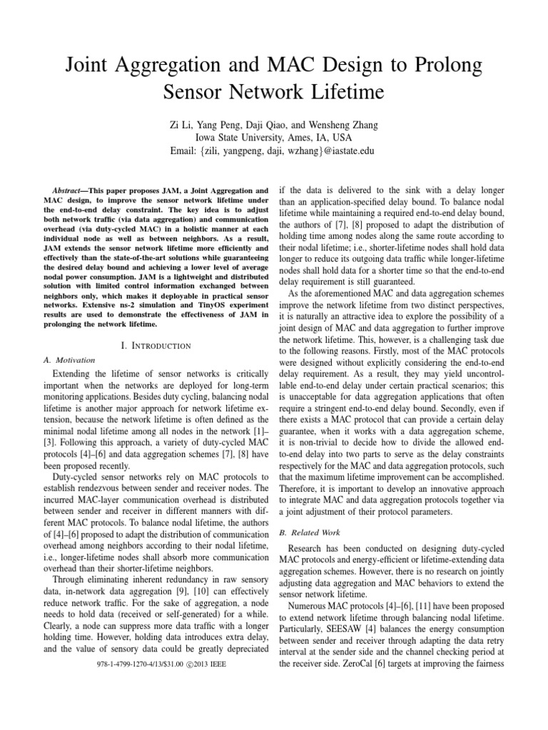 Joint Aggregation And Mac Design To Prolong Sensor Network Lifetime Icnp 2013 Pdf