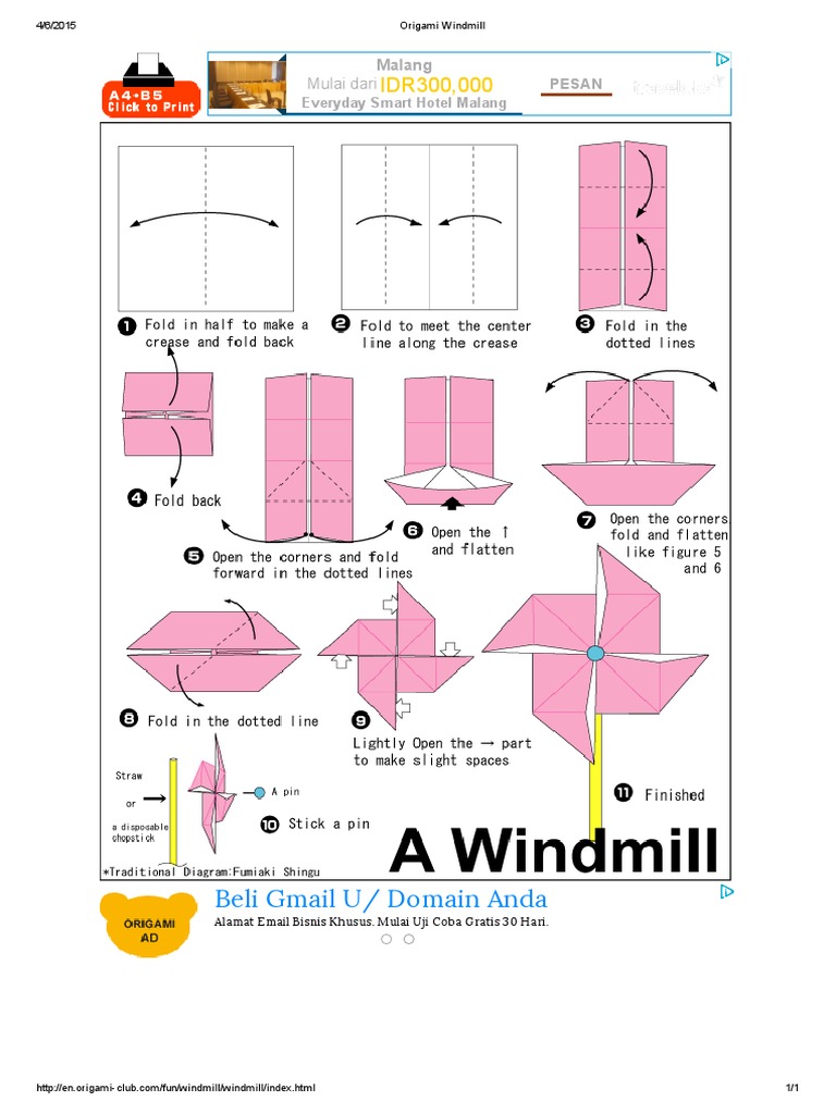 Step-by-Step Origami Windmill Guide | PDF