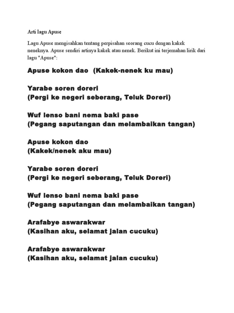 Makna dan Arti Lagu Apuse | PDF