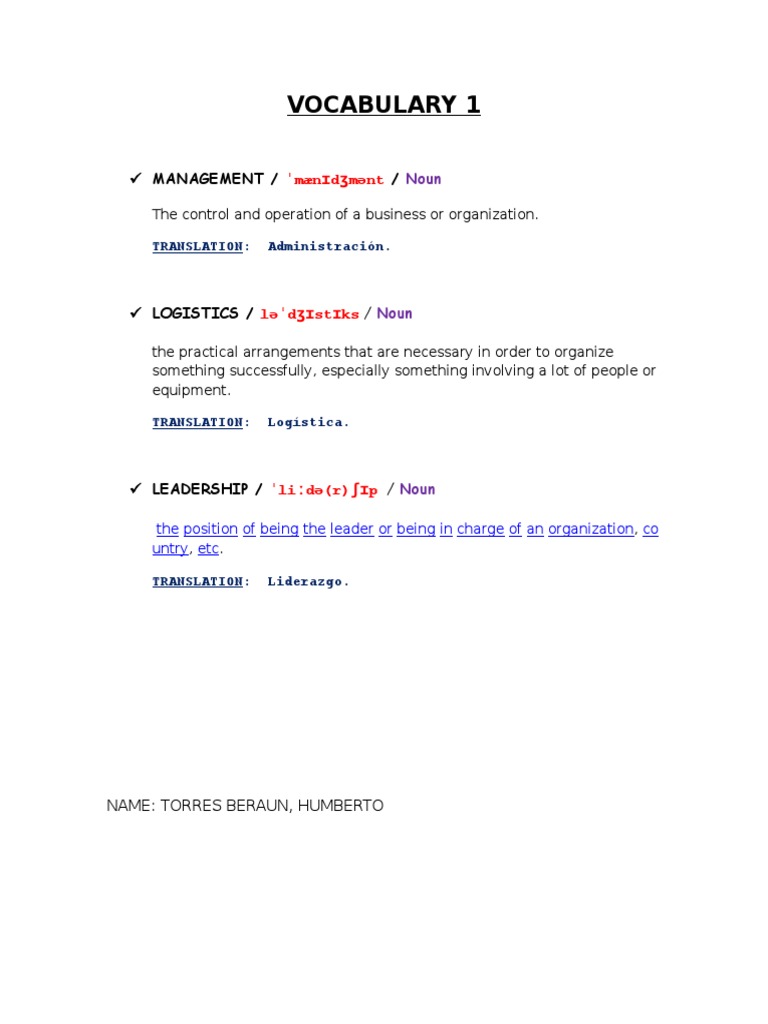 Business Vocabulary Terms Explained | PDF | Foreign Language Studies ...