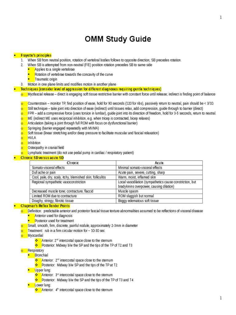 OMM Review Sheet | PDF | Elbow | Anatomical Terms Of Motion