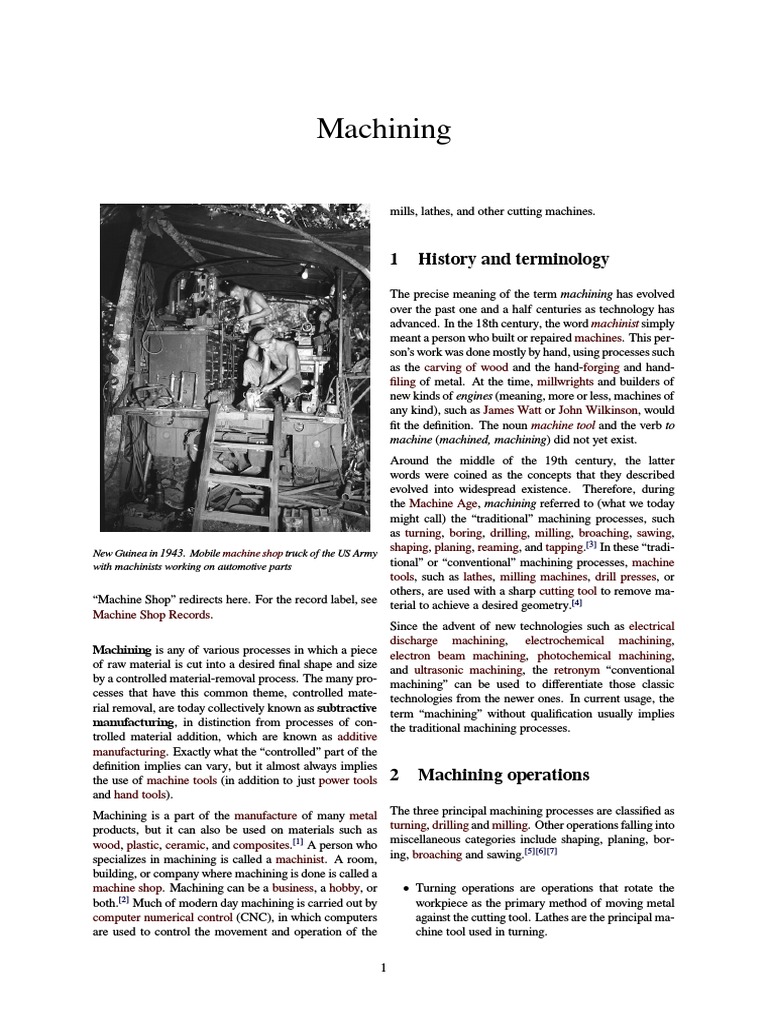 Machining: 1 History and Terminology | PDF | Machining | Procedural ...