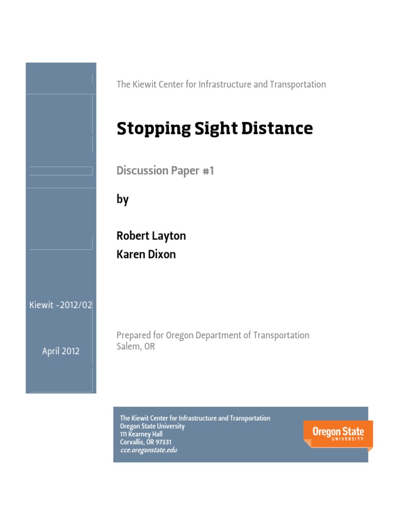 AASHTO Stopping Sight Distance Overview | PDF | Contrast (Vision) | Traffic