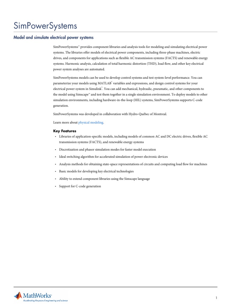 Sim Power Systems | PDF | Electric Power System | Simulation