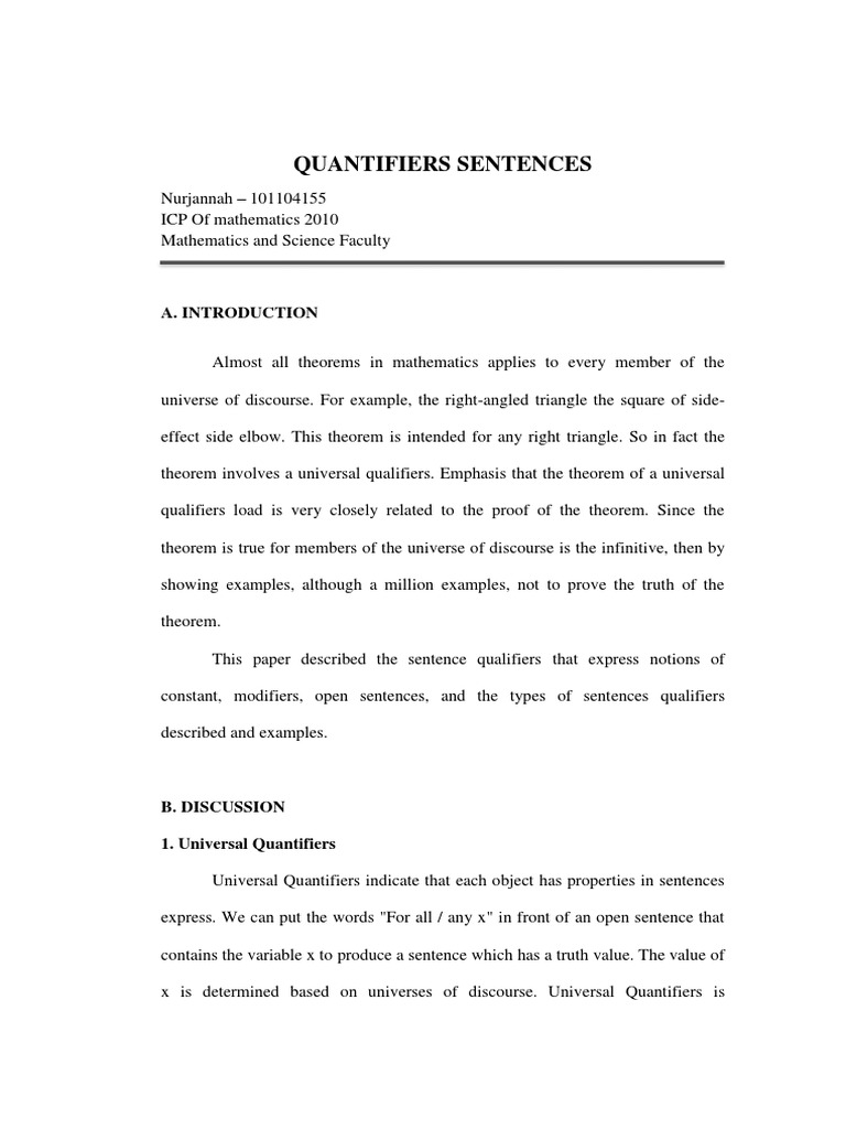Quantifiers Sentences PDF | PDF | Interpretation (Logic) | Logic