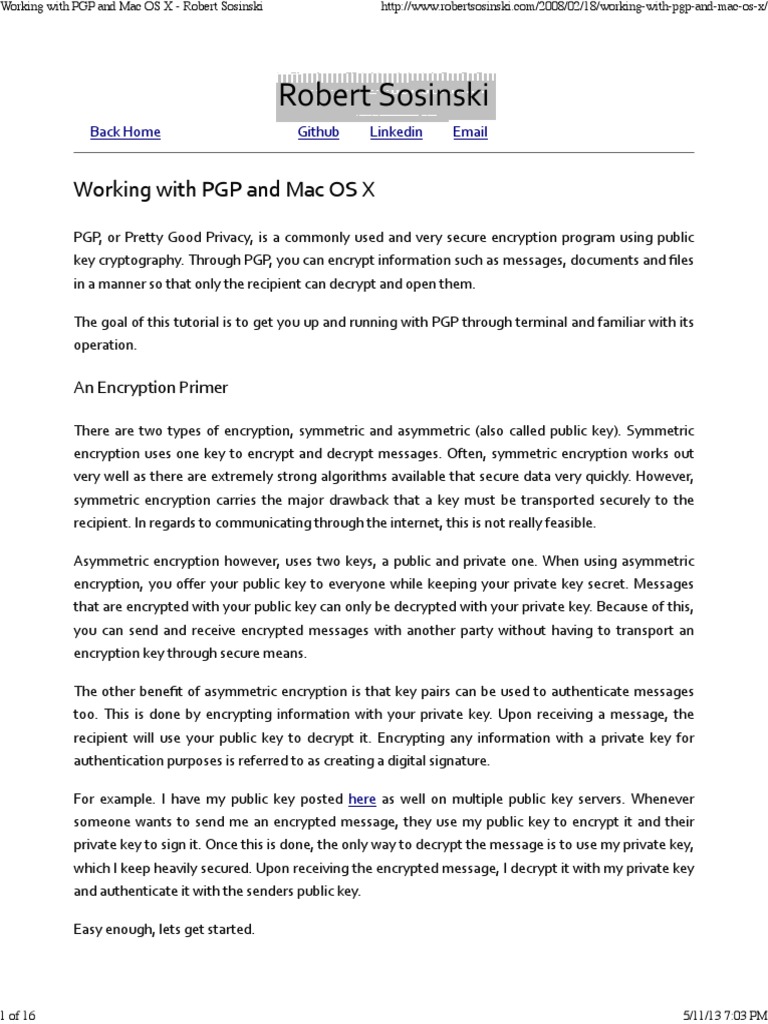 Working With PGP and Mac OS X | PDF | Key (Cryptography) | Cryptography