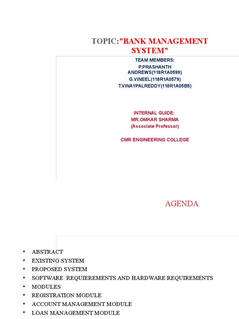 Topic::"Bank Management System" | PDF | Cloud Computing | User (Computing)