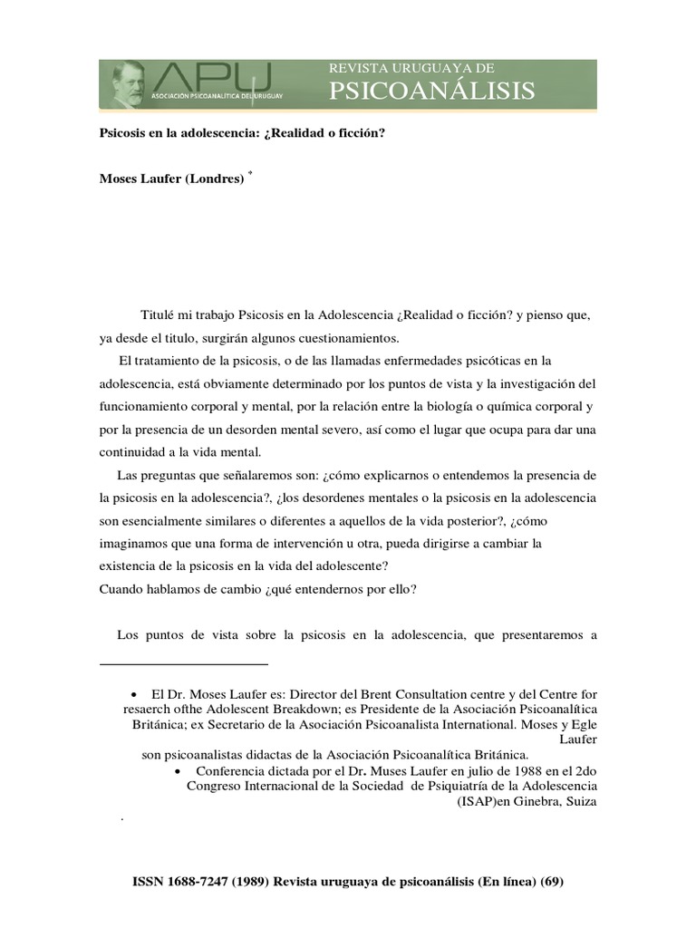 Laufer - Psicosis y Adolescencia | PDF | Psicosis | Psicoanálisis