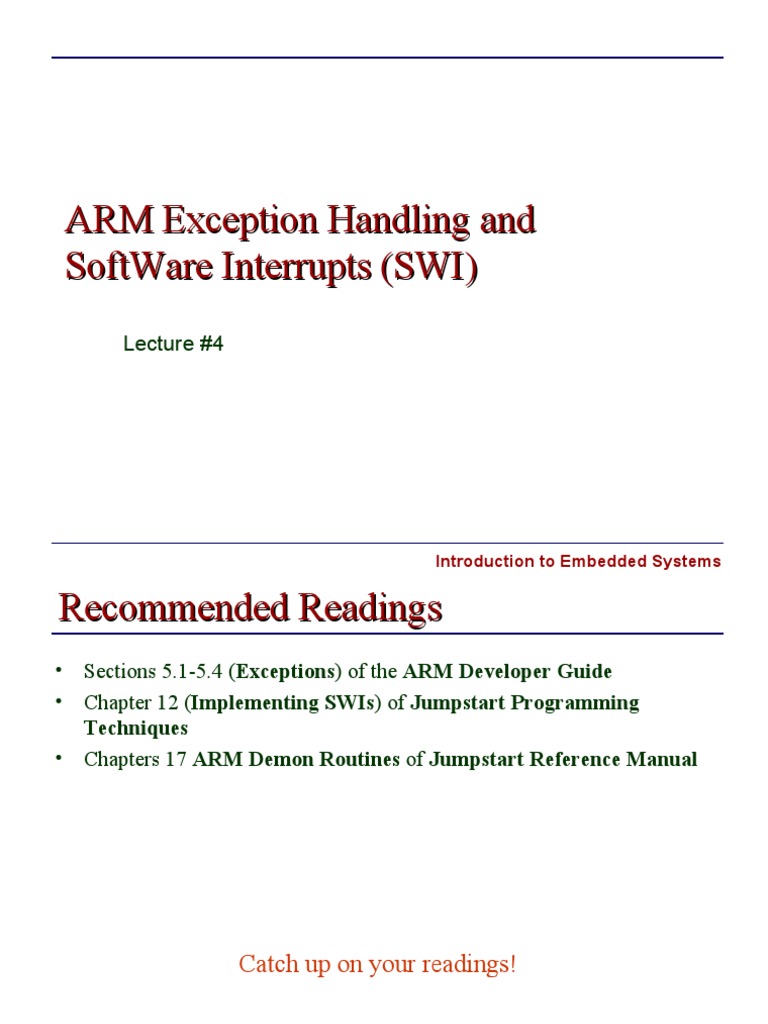 ARM Exception Handling and SoftWare Interrupts (SWI) | PDF