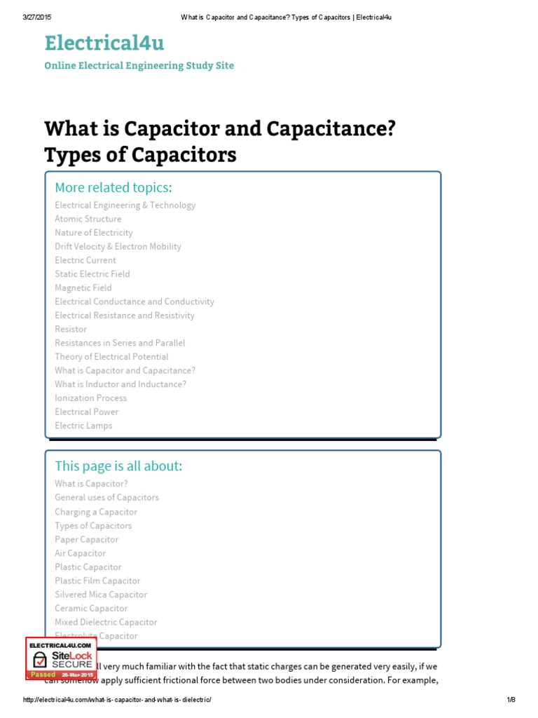 Capacitor Basics and Types Explained | PDF | Capacitor | Dielectric