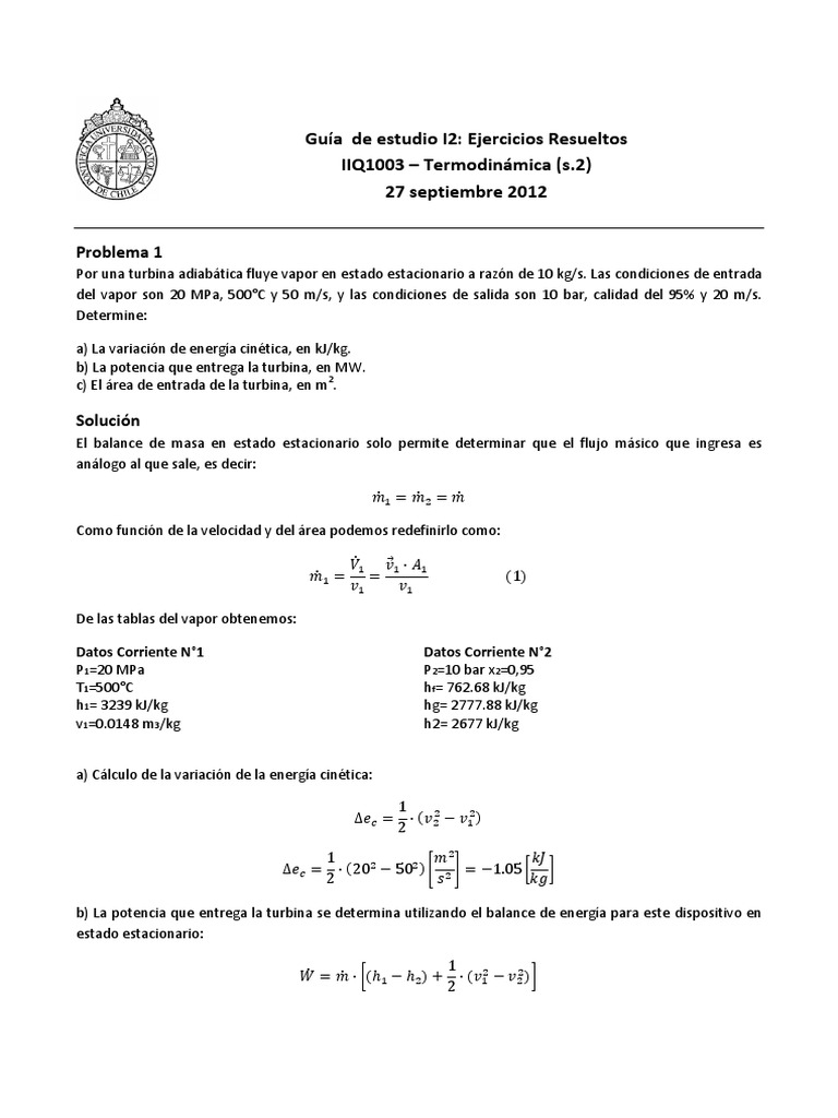 Guía Ejercicios Resueltos I2 | PDF | Gases | Evaporación