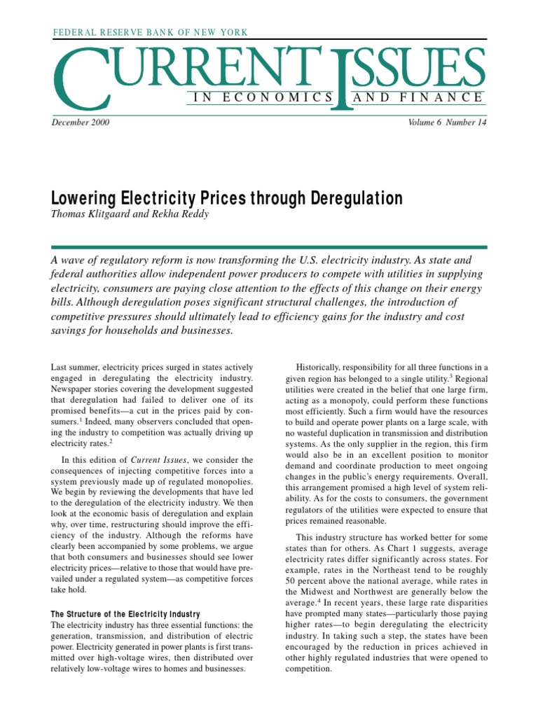 Lowering Electricity Prices Through Deregulation: in Economics and ...