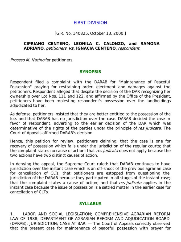 Centeno v. Centeno | PDF | Res Judicata | Jurisdiction