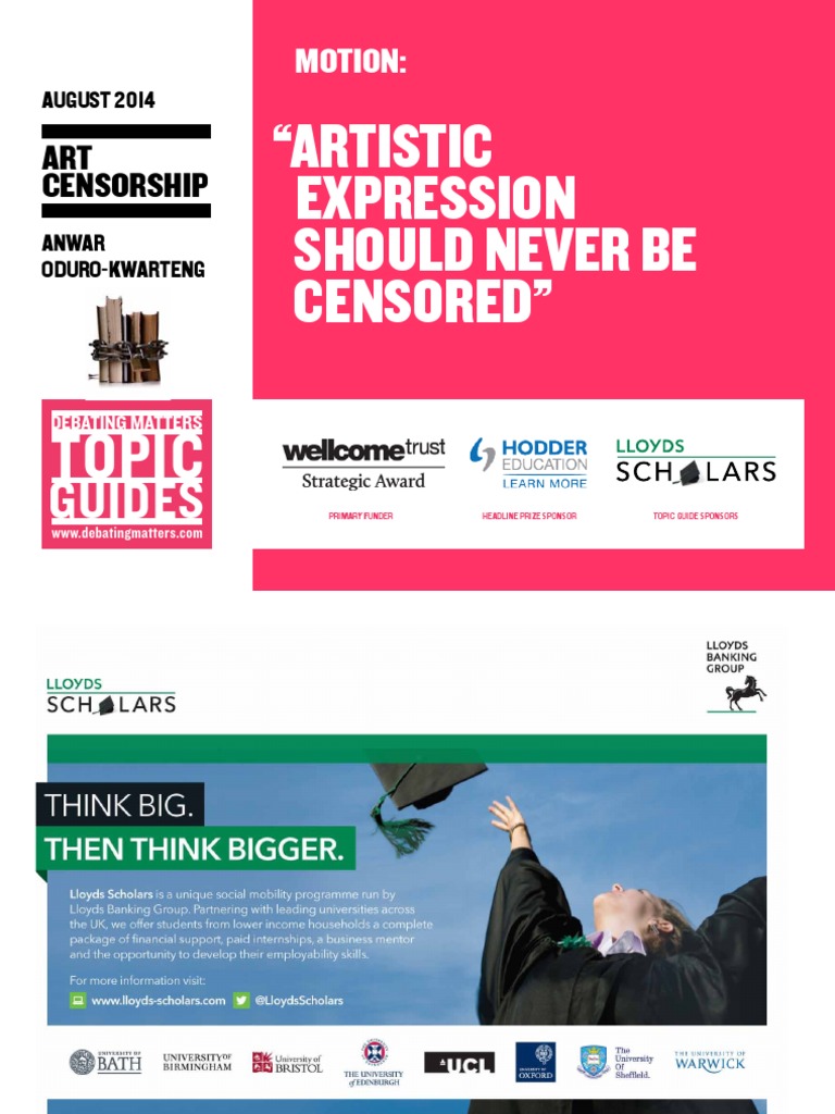 "Artistic Expression Should Never Be Censored": Art Censorship | PDF ...