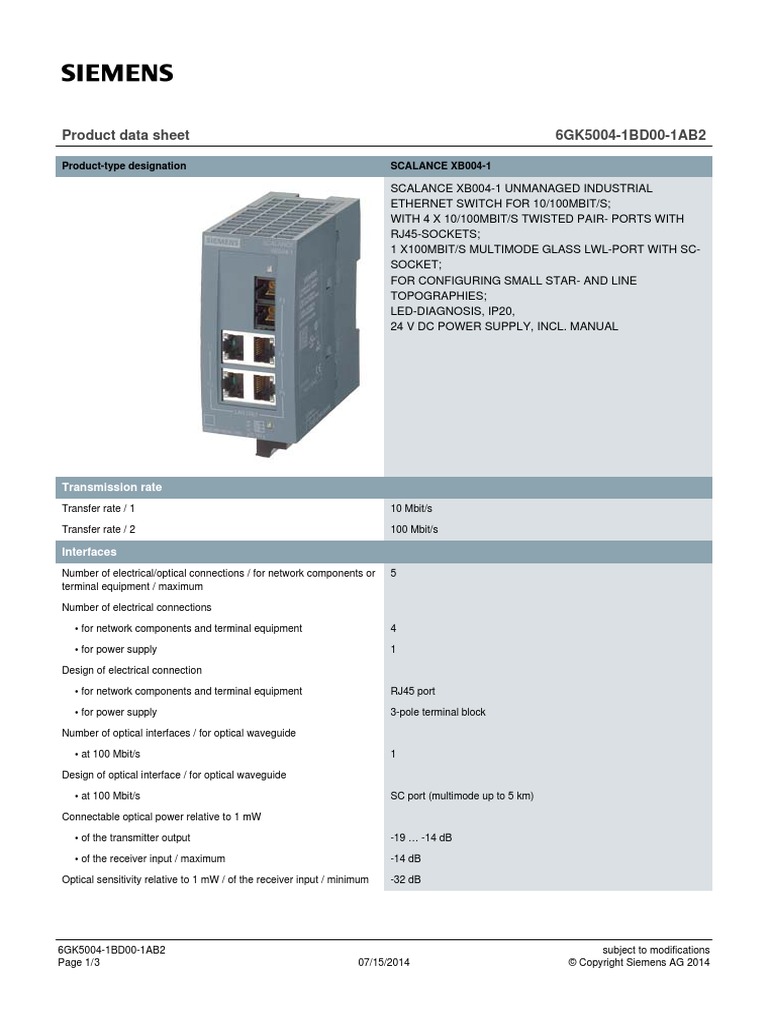 Scalance XB004-1 | PDF | Power Supply | Electrical Engineering