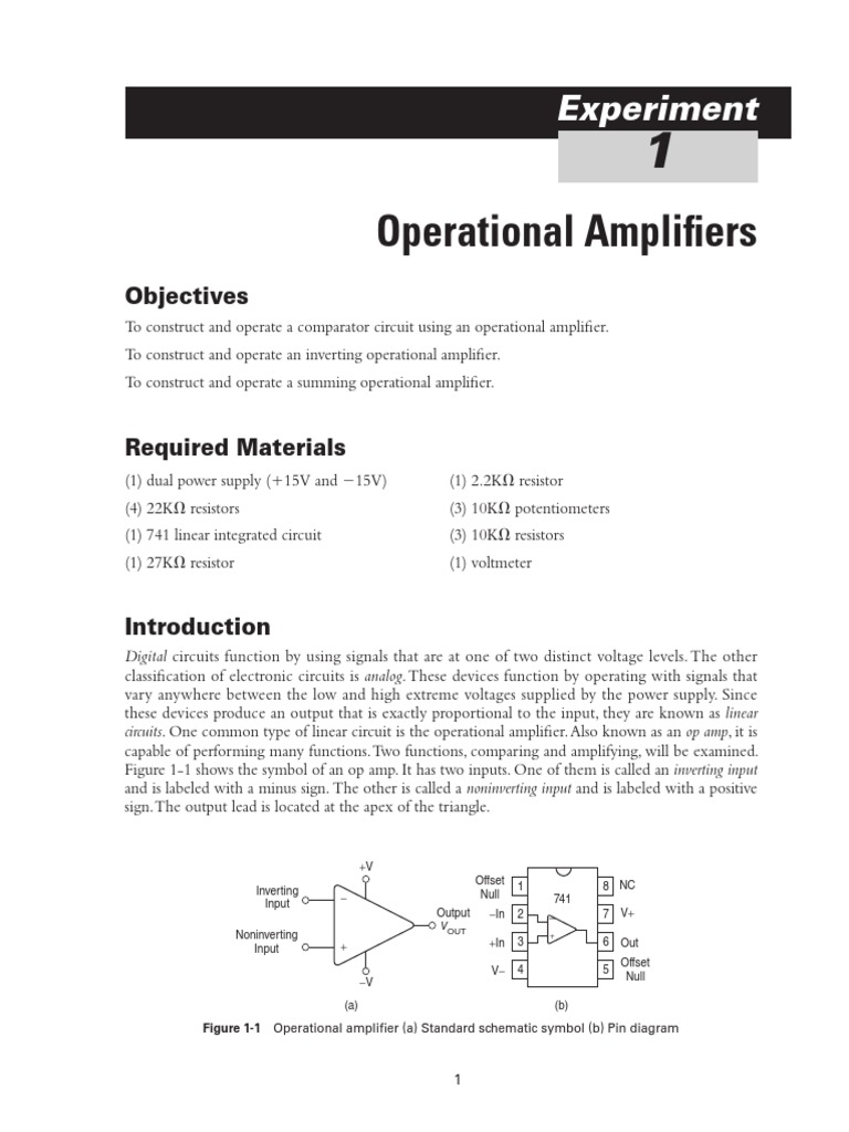 Operational Amplifi Ers: Experiment | PDF | Operational Amplifier ...