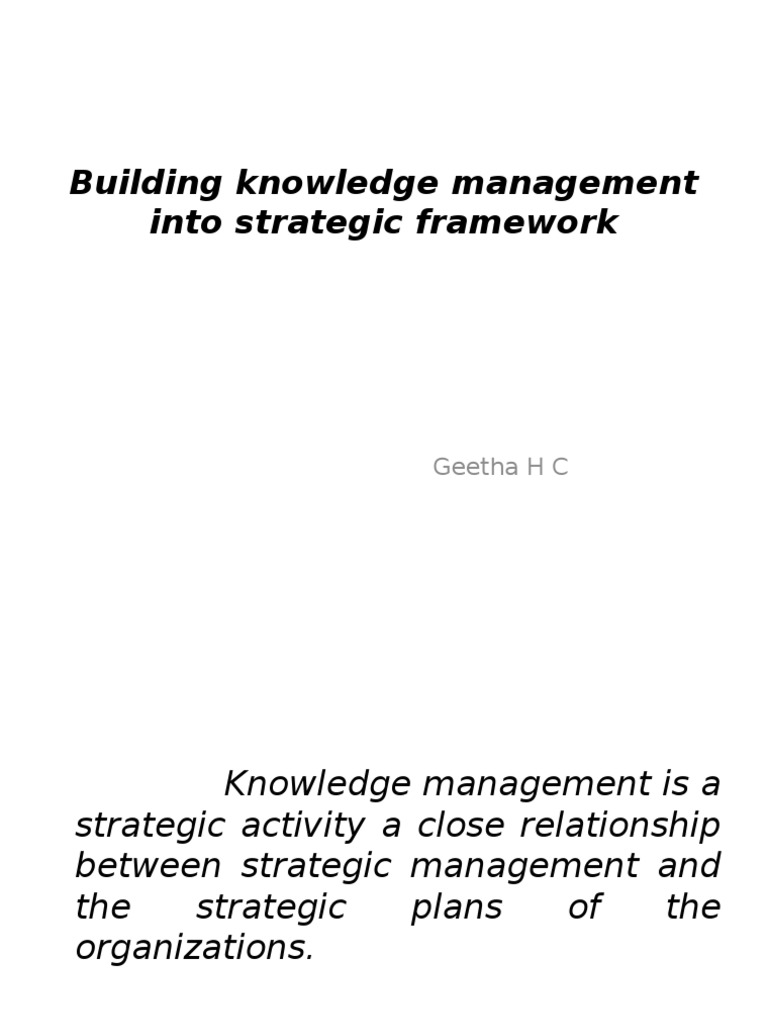 Strategic Knowledge Management Framework | PDF