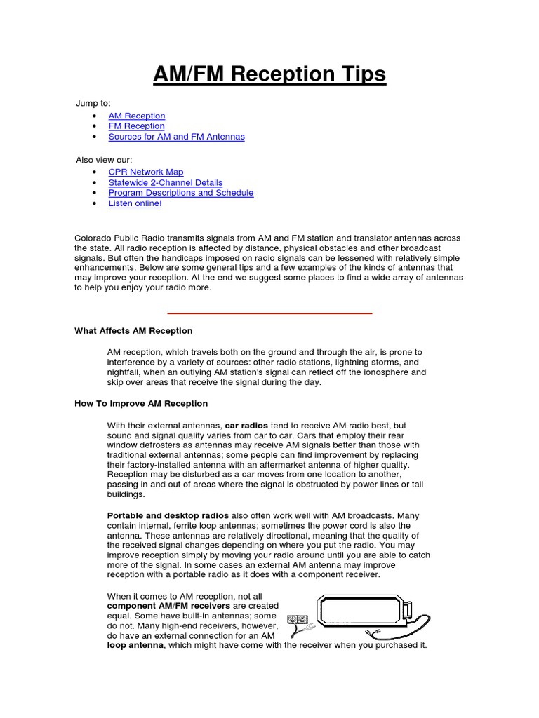 AM-FM Reception Tips | Am Broadcasting | Antenna (Radio)