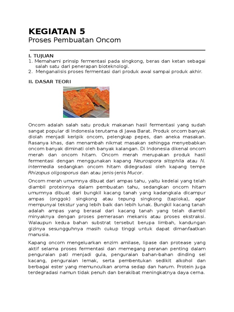 Pembuatan Oncom | PDF | Sains & Matematika