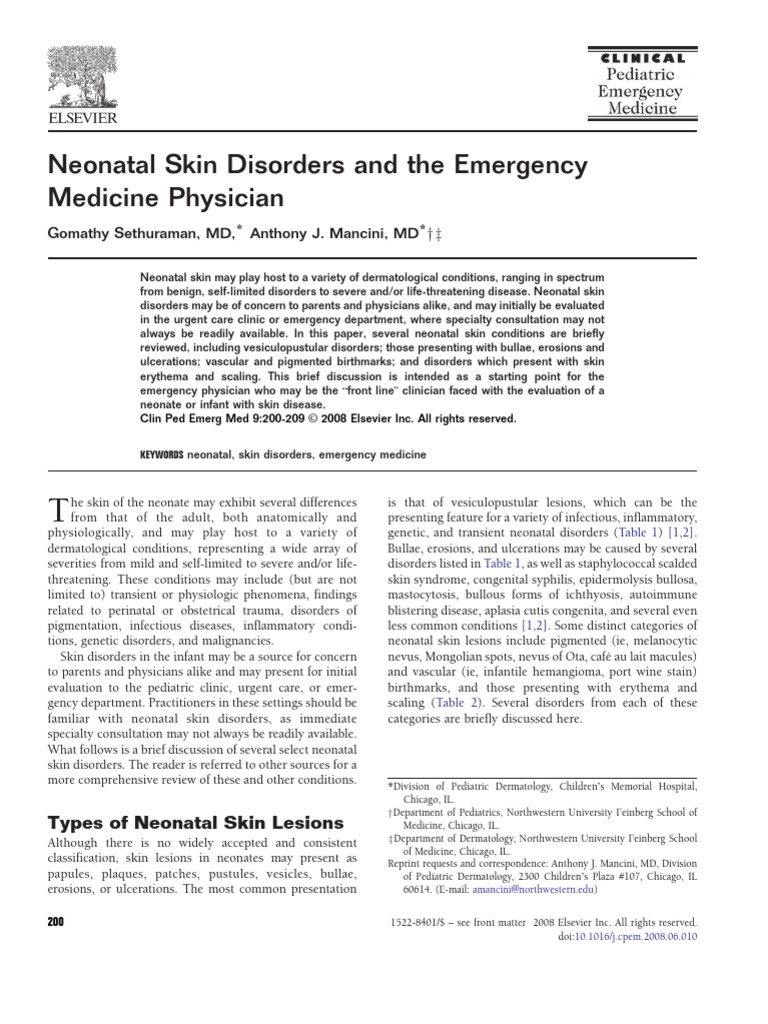 Neonatal Skin Disorders and The Emergency Medicine Physician PDF | PDF ...