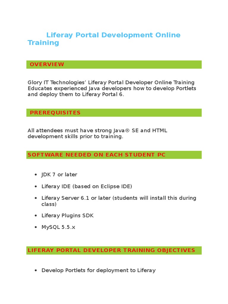 Liferay Portal Development Online Training | PDF | Spring Framework ...