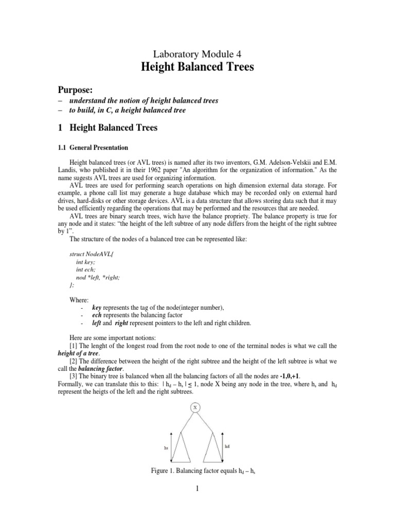 Height Balanced Trees: Laboratory Module 4 | PDF | Algorithms And Data Structures | Computing