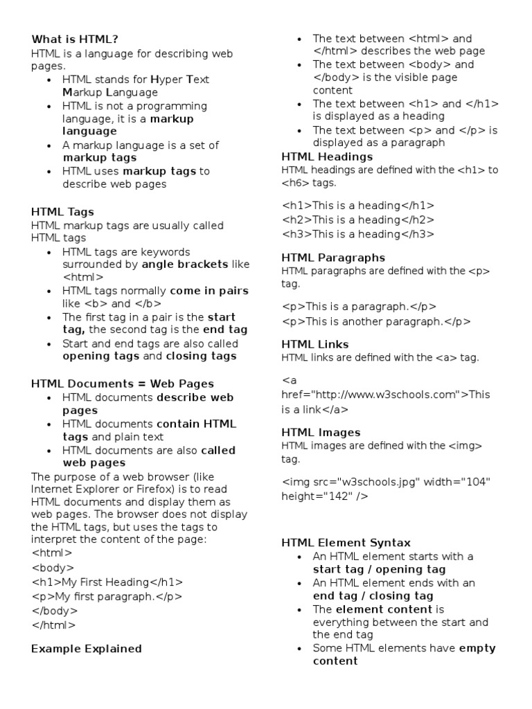 HTML Headings Are Defined With The To Tags | PDF | Html Element | Hyperlink