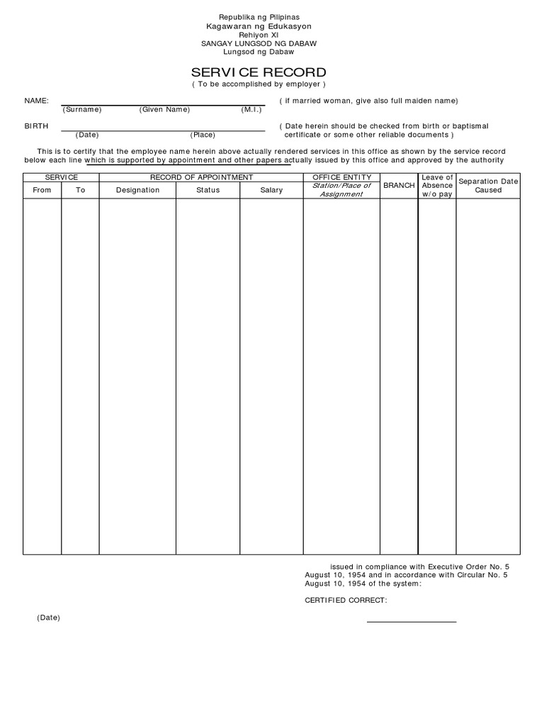 Service Record Template for Teachers | PDF