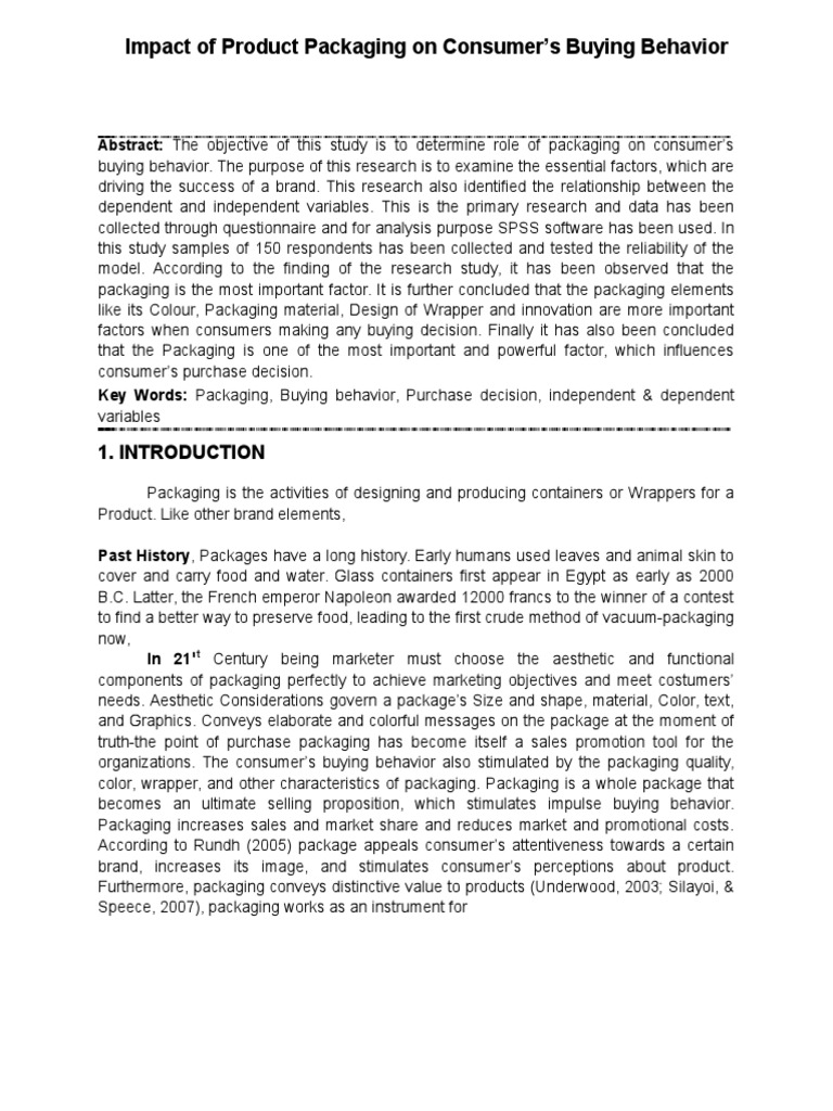 Impact of Packaging on Consumer Buying Behavior | PDF | Behavior | Brand