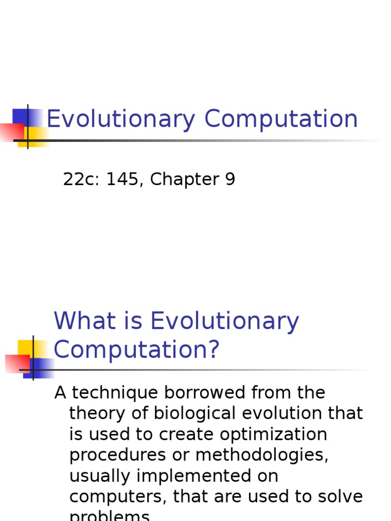 Evolutionary Computation: 22c: 145, Chapter 9 | PDF | Genetic Algorithm ...