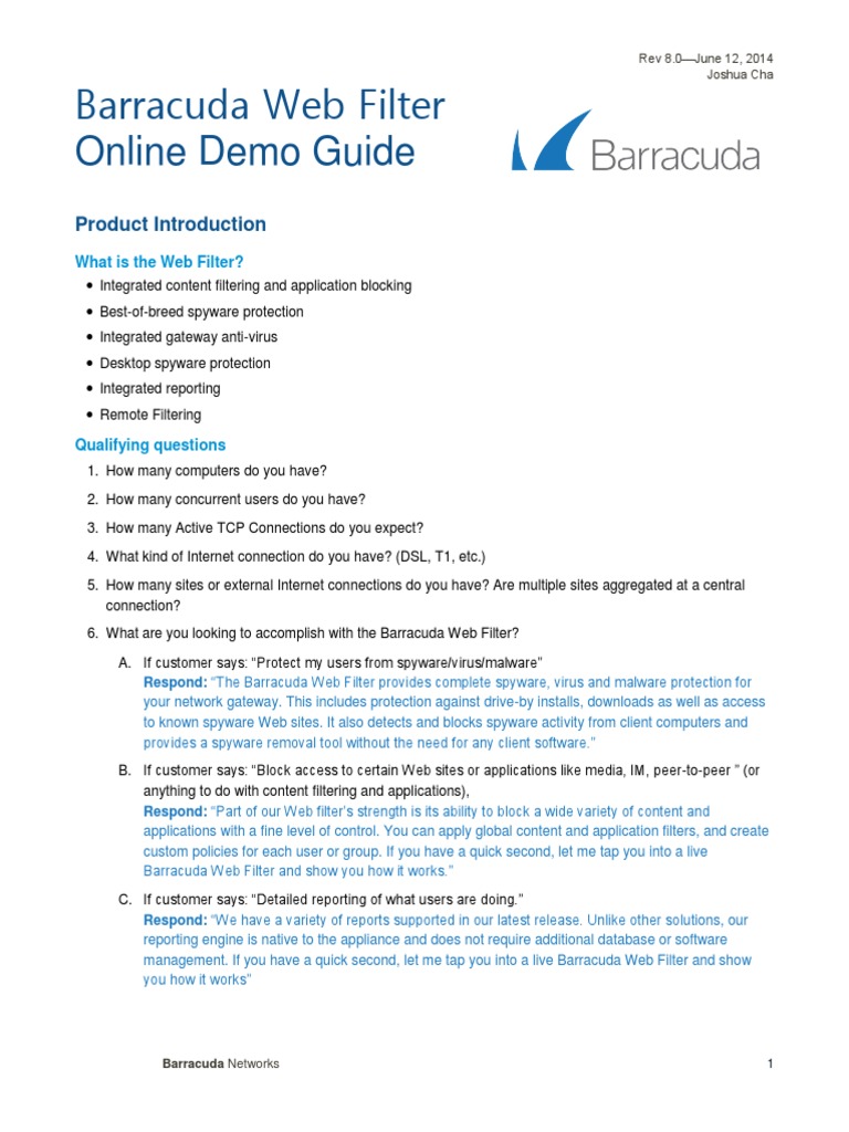 Online Demo Guide: Barracuda Web Filter | Download Free PDF | Spyware | Proxy Server