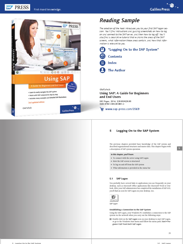 Reading Sample: "Logging On To The SAP System" Index The Author | PDF ...