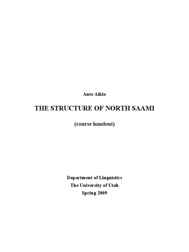 North Saami Language Structure Overview | PDF | Sami People | Stress ...