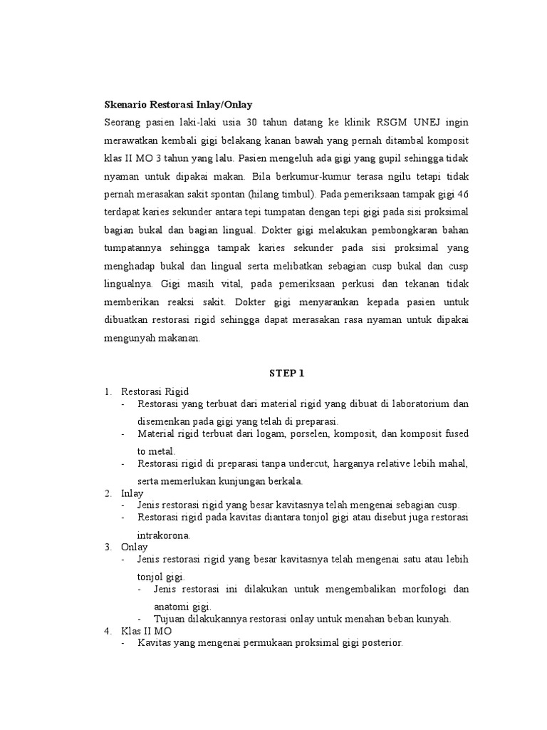 Restorasi Gigi: Inlay dan Onlay Logam | PDF | Griya & Taman | Sains ...
