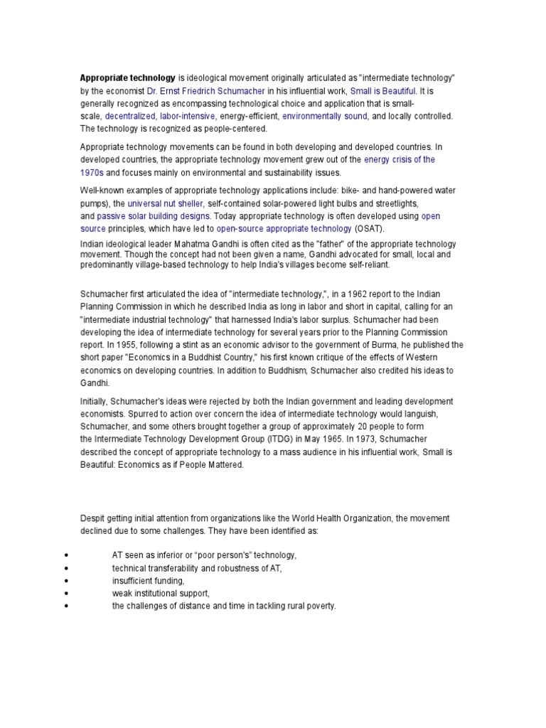 Appropriate Technology | PDF | Appropriate Technology | Sustainability