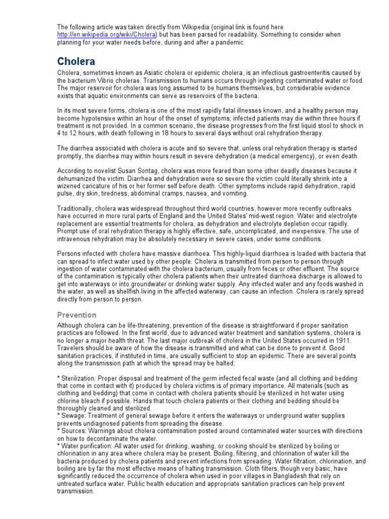 Cholera | PDF | Cholera | Diarrhea