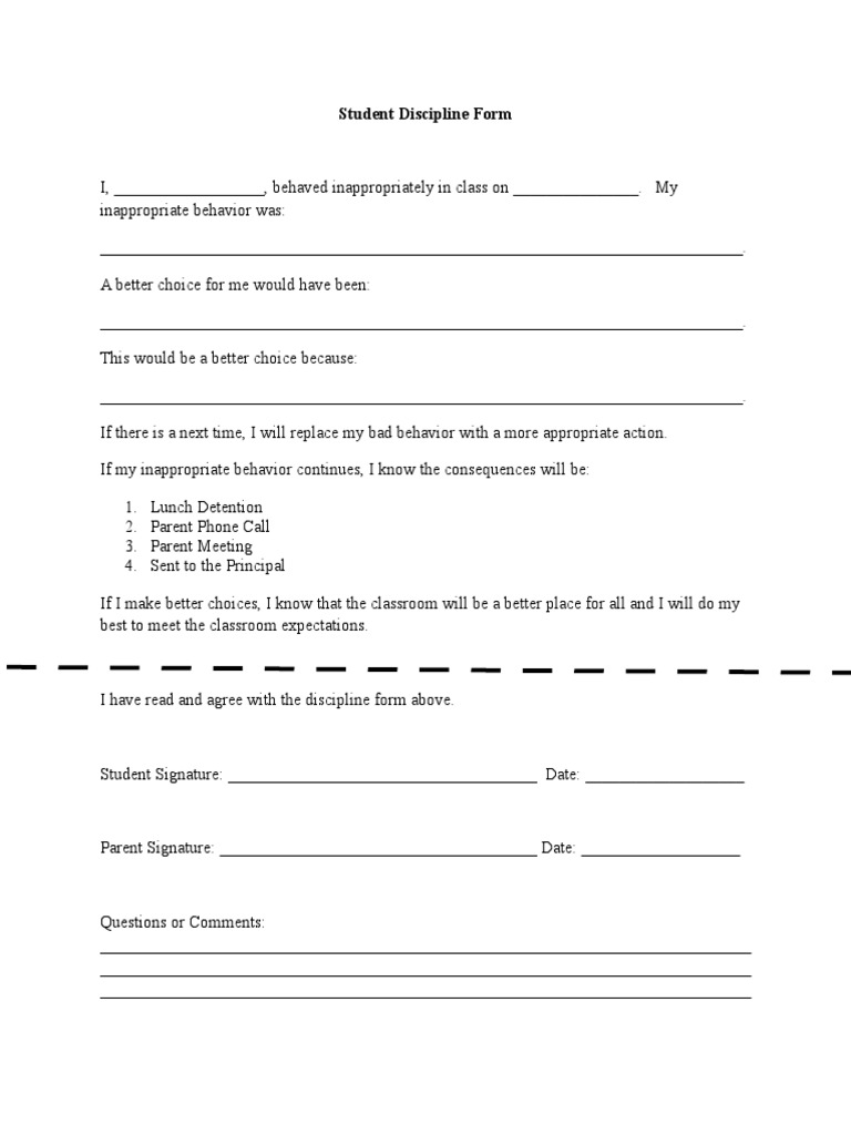 Student Discipline Reflection Form | PDF | Career & Growth | Wellness