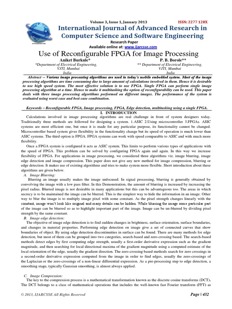Use of Reconfigurable FPGA For Image Processing | PDF | Field Programmable Gate Array ...