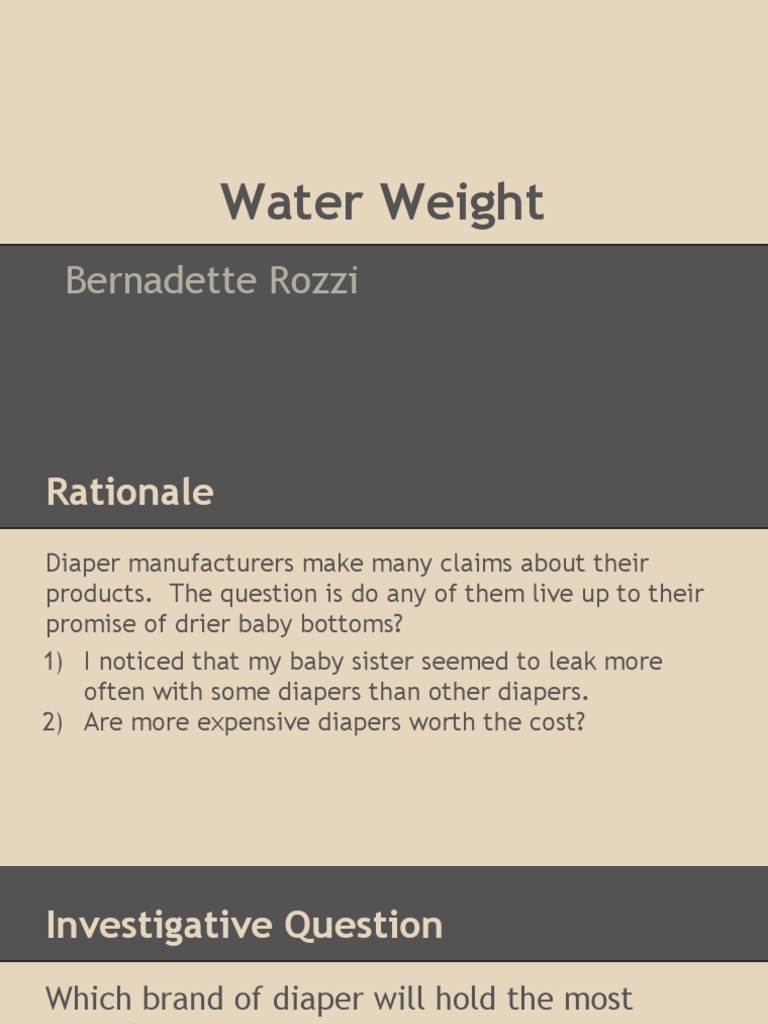 Diaper Water Absorption Comparison | PDF | Diaper | Experiment