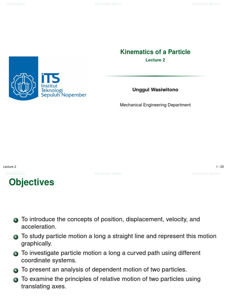 Kinematic of Particle | PDF | Kinematics | Acceleration