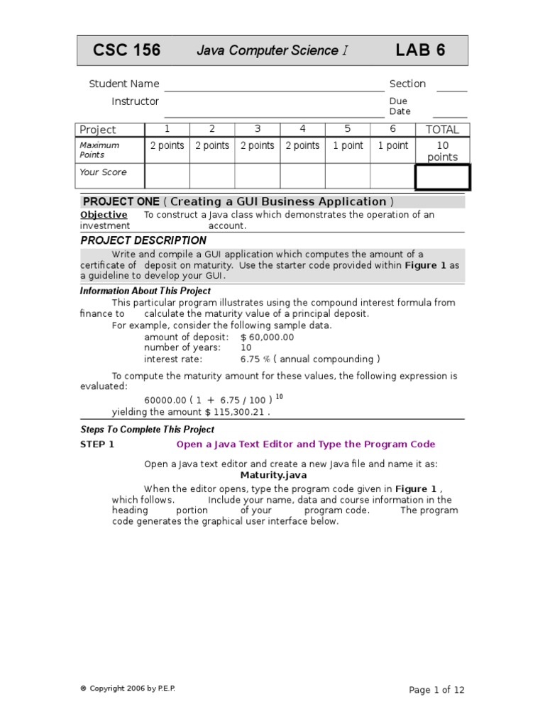 CSC 156 Lab 06 Su 09 | PDF | Source Code | Depreciation