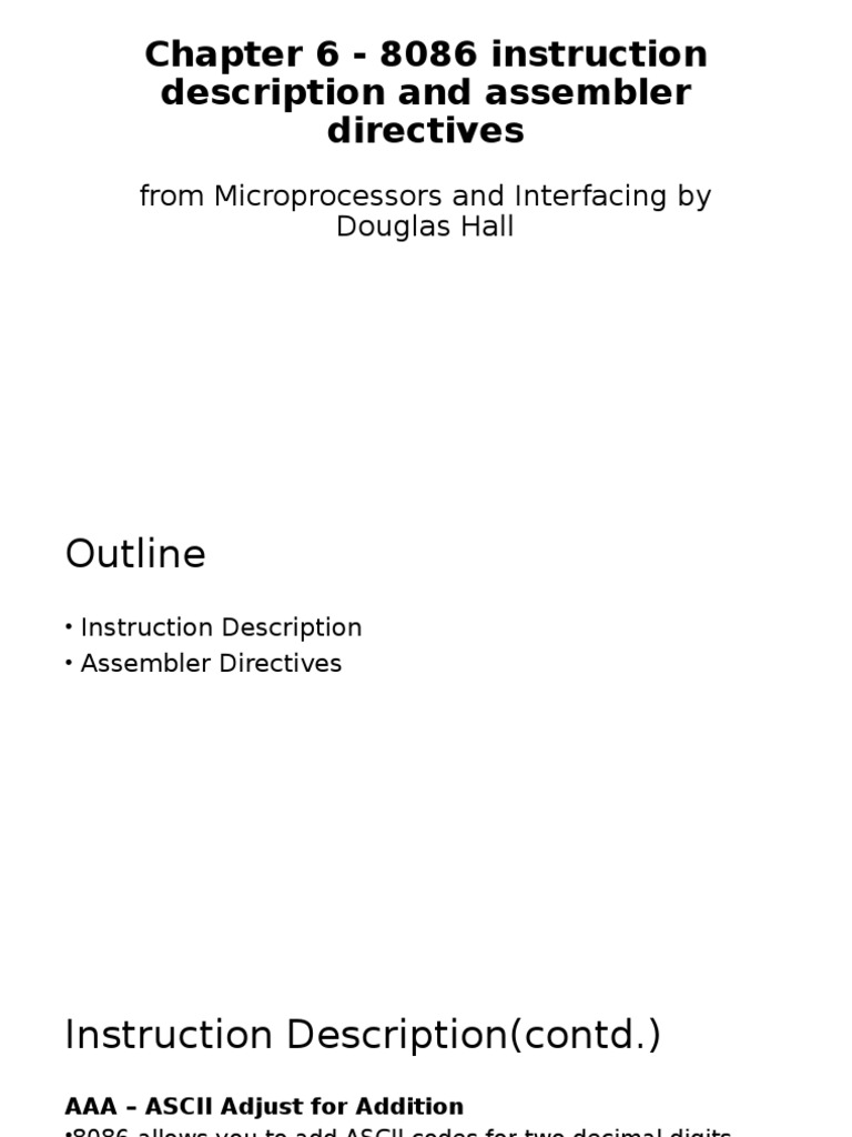 Chapter 6 - 8086 Instruction Description and Assembler Directives | PDF | Assembly Language ...
