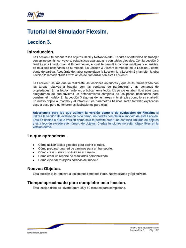 Tutorial Flexsim en Español - Lección 3 | PDF | Simulación | Microsoft Excel